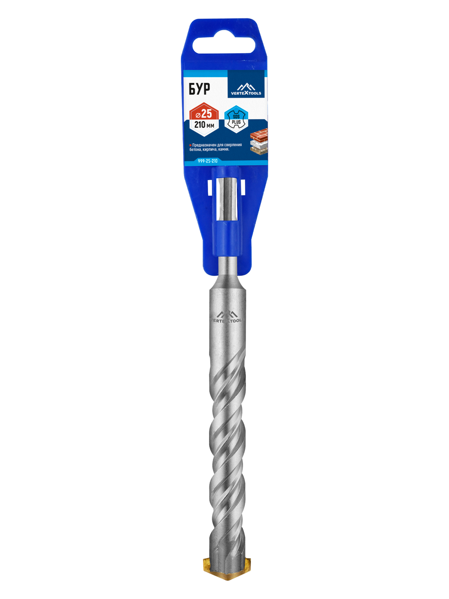 Бур для перфоратора по бетону SDS-plus усиленный 25X210 мм VertexTools