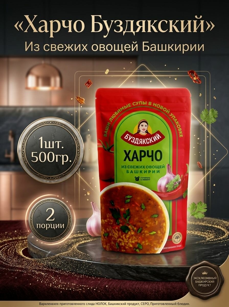 Харчо суп Буздякский 1 шт 500г, натуральный состав. свежие овощи