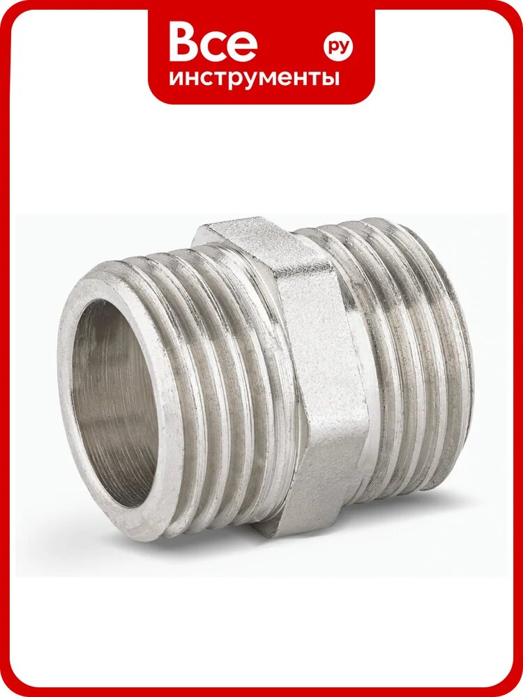 Ниппель прямой LD PRIDE DN50 (2") НР/НР латунь никель с биркой LD.67.511.50