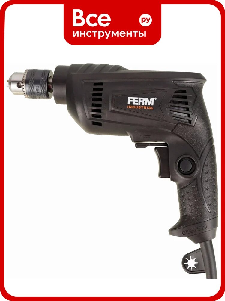 Дрель FERM IND 450W, 0-3300 об/мин, сталь/дерево-10/25 мм 5010000012 PDM1048P, с функцией блокировки для легкой