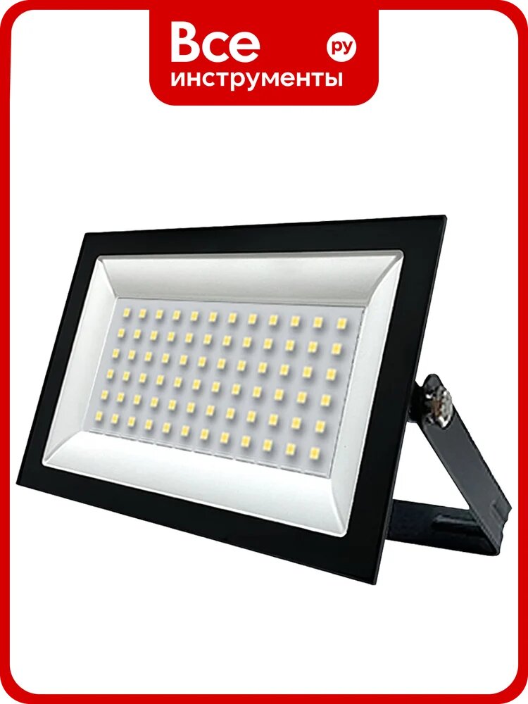 Прожектор FLLED LightPAD 100W Black 6400К 10000Лм AC220‑240V, металлический корпус, холодный белый свет