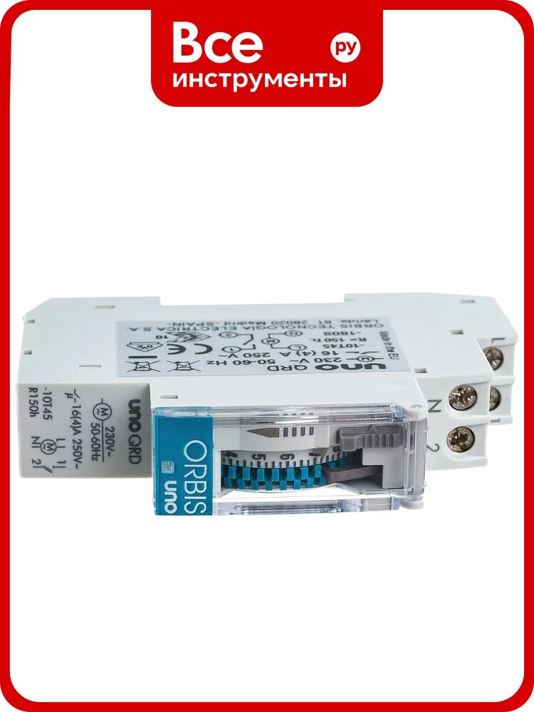Реле времени Orbis UNO QRD OB400232, суточное, на DIN-рейку, 1 модуль, 220В, 16А, 1000Вт