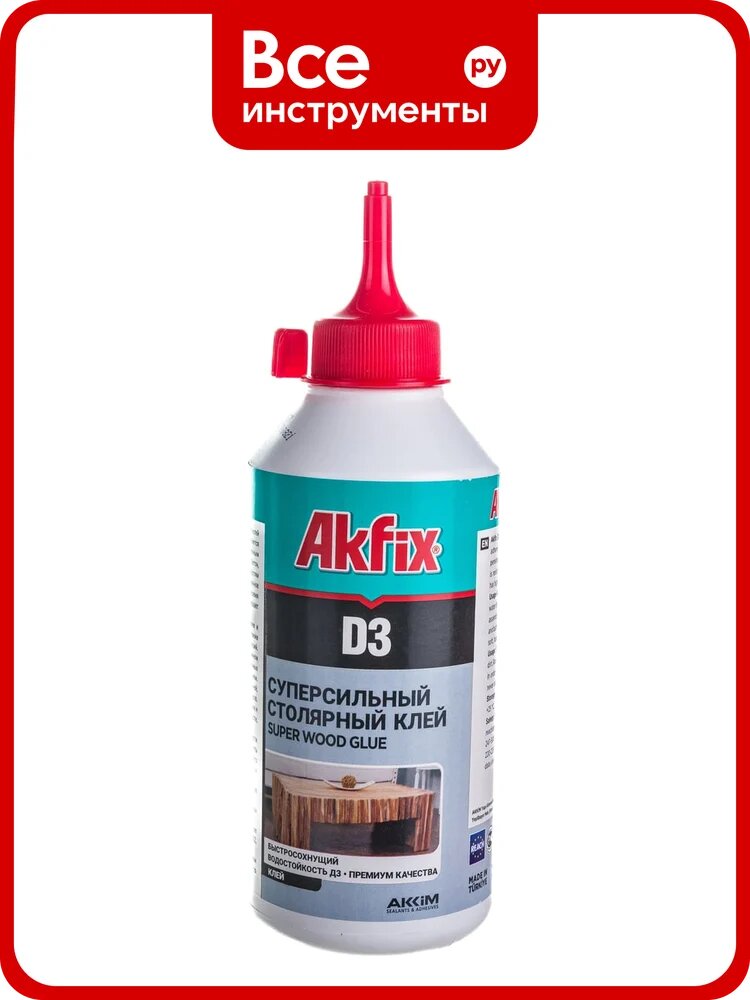 Клей ПВА Akfix – водостойкий пастозный клей для дерева, морозостойкий, термостойкий, быстрая фиксация, в бутыль