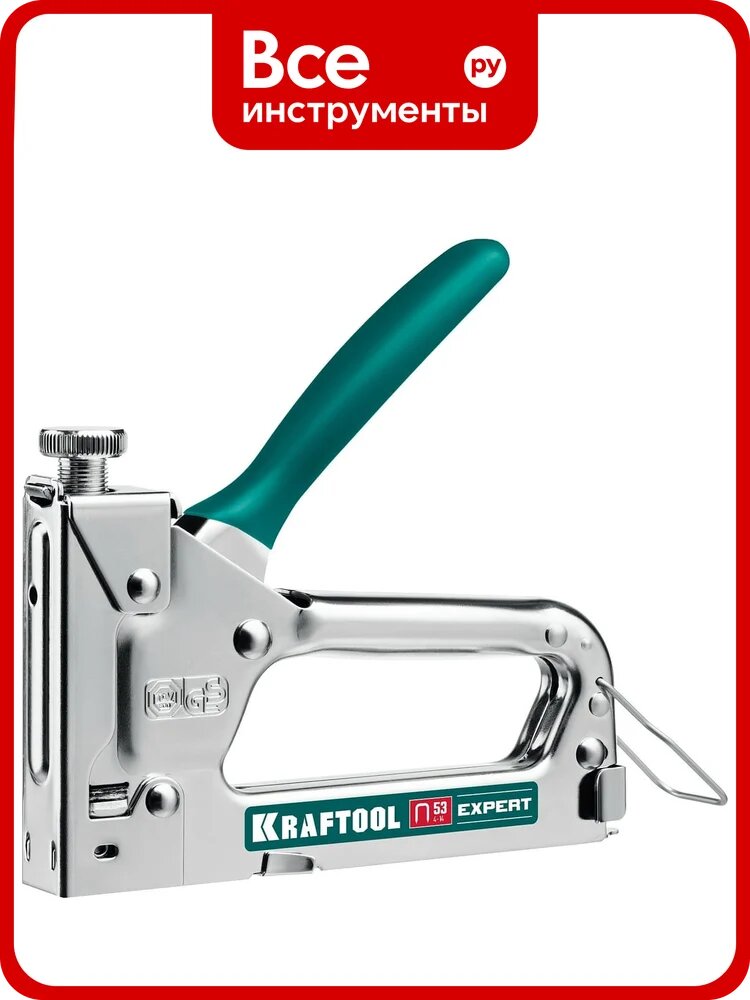 Стальной степлер KRAFTOOL Expert-53 с прорезиненной ручкой, регулируемой силой удара и индикатором замены скоб