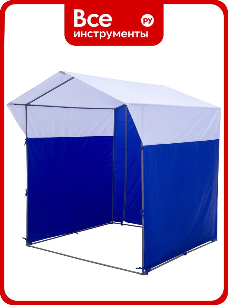 Торговая палатка митек 1.9x1.9x2.2, бело-синяя 23-00006768, Тент сшит прочными армированными нитями