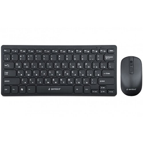 Комплект мышь + клавиатура Gembird KBS-9100 78кл. 3кн. мини беспроводной комплект - чёрная