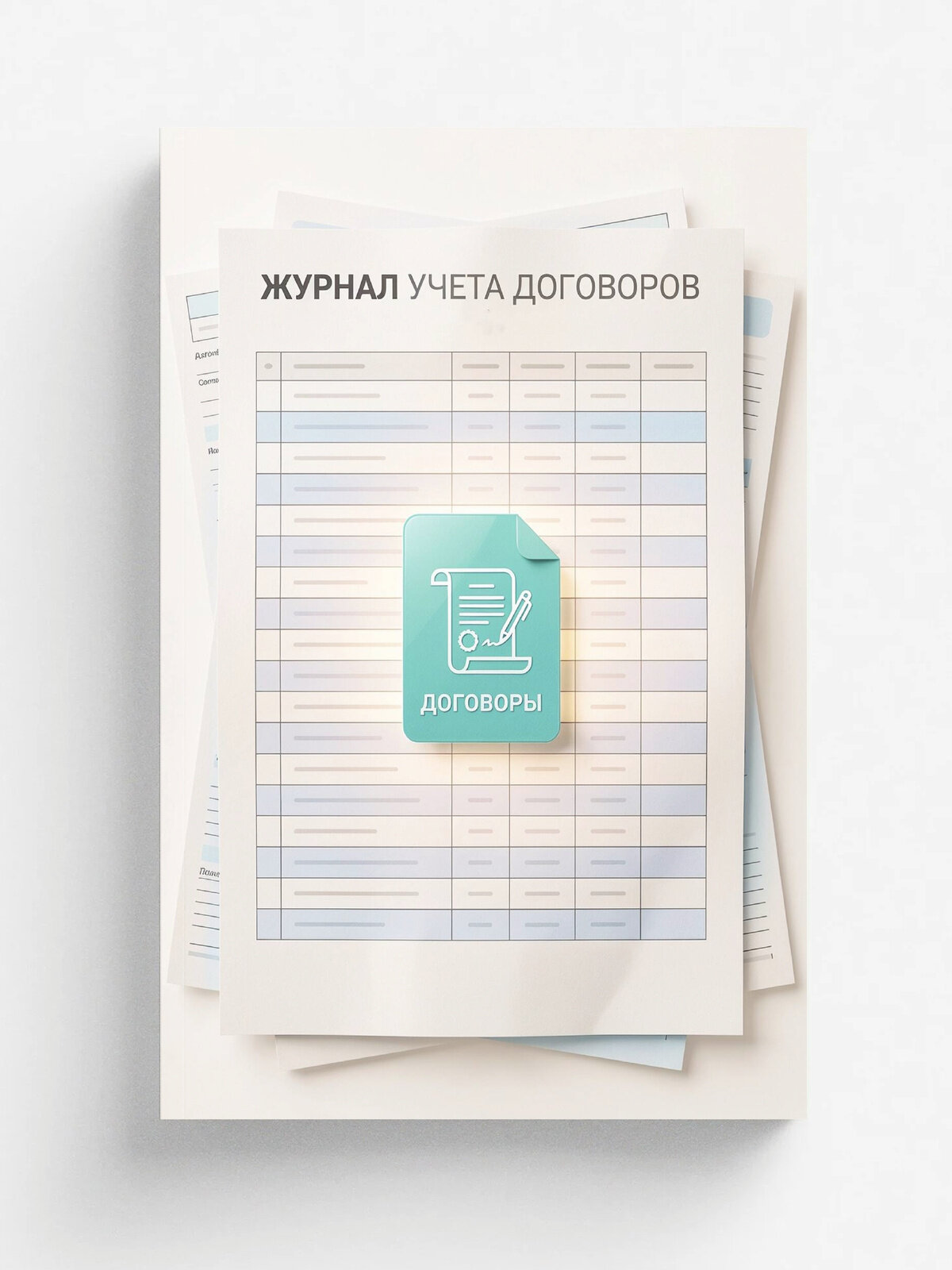Журнал учета договоров, А5, 100 страниц, дизайн "Метранпаж", мягкая обложка. Разлинован таблицей, готов к работе