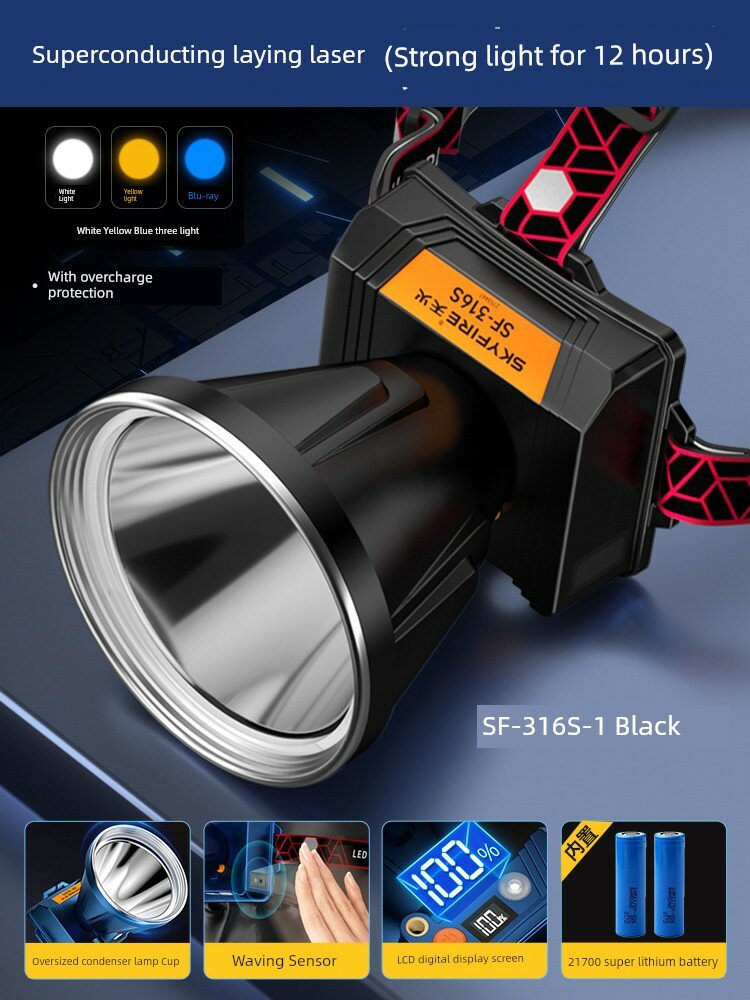 Налобный фонарь Skyfire 2026, новая модель, мощный свет, перезаряжаемый, сверхъяркий, специально для ночной рыбалки, с
