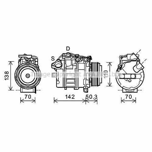 Компрессор кондиционера Ava BWAK428 для BMW 5 серия F07, F10, F11, 7 серия, X5 E70, X6 E71, E72