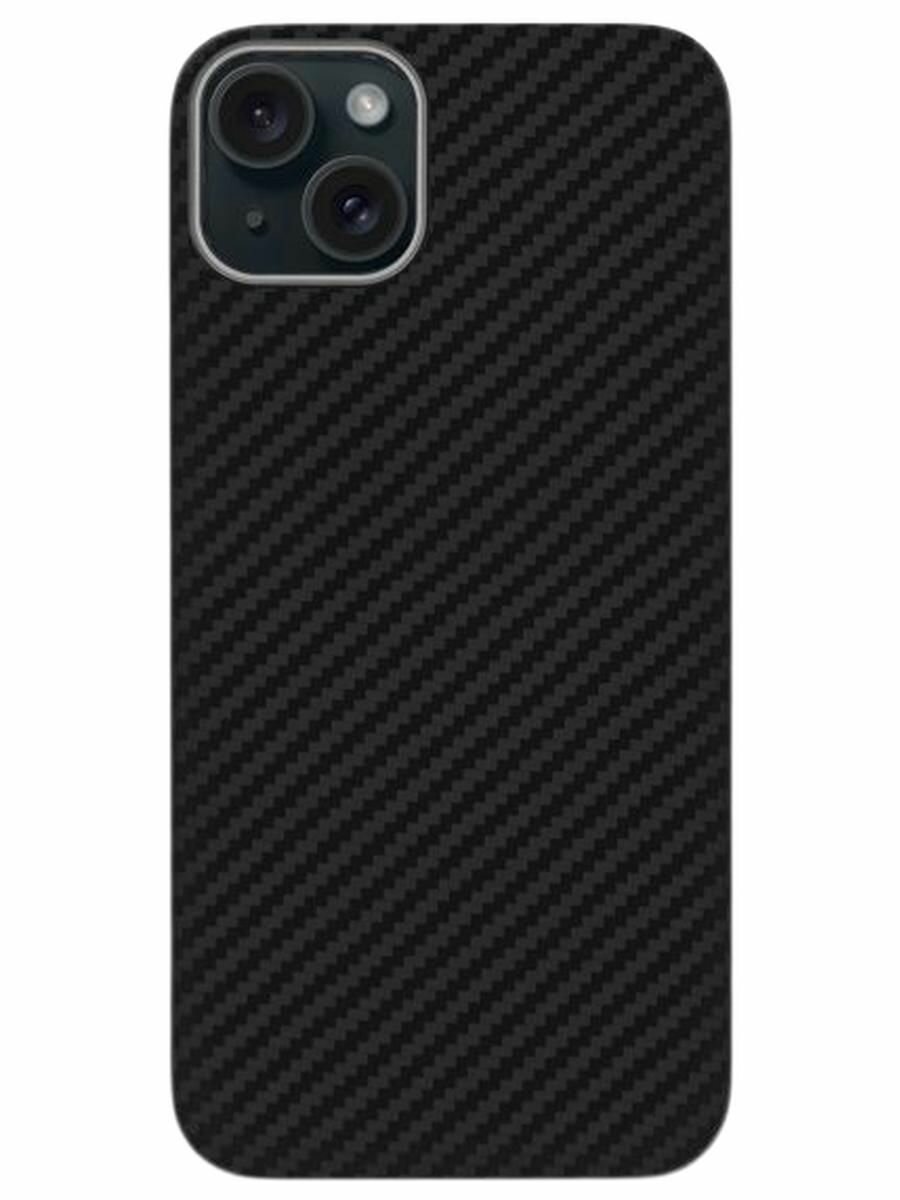Чехол на iPhone 15, кевлар (арамид) сверхпрочный, черный