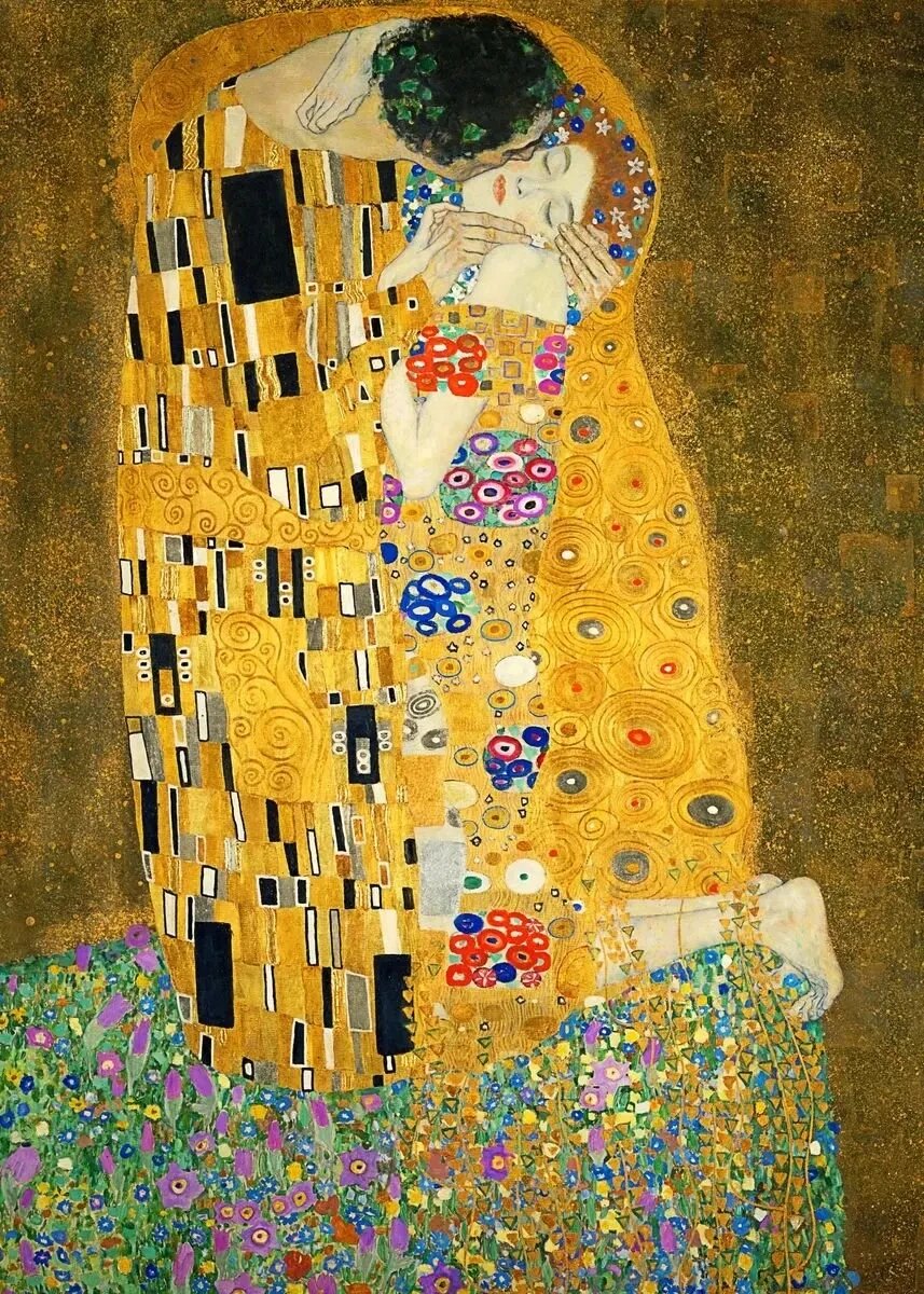 Печать на холсте Поцелуй, Древо Жизни Густава Климта Коричневый, Brown, 30x40cm No Frame