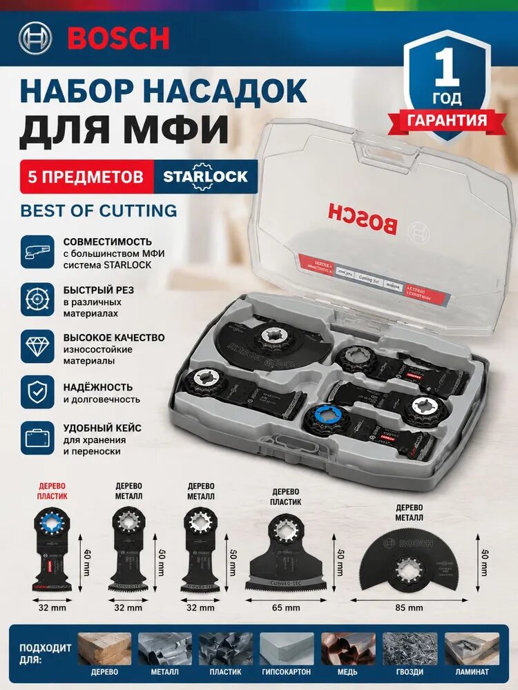 Набор насадок для МФИ 5 шт. STARLOCK Best of Cutting Bosch 2608664131