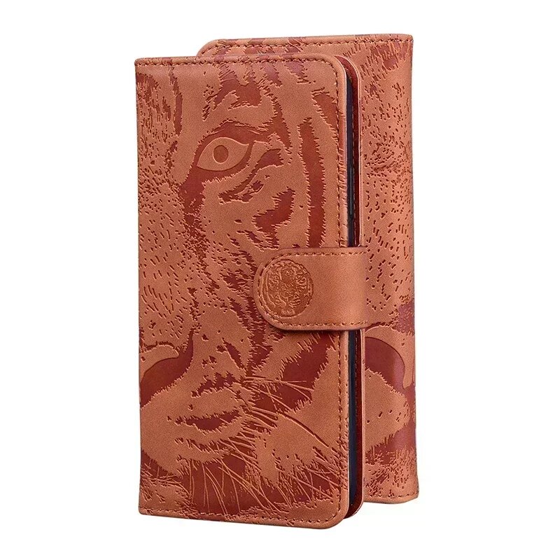 Кошелек-книжка с тигром для Redmi Note 9S, TG Brown