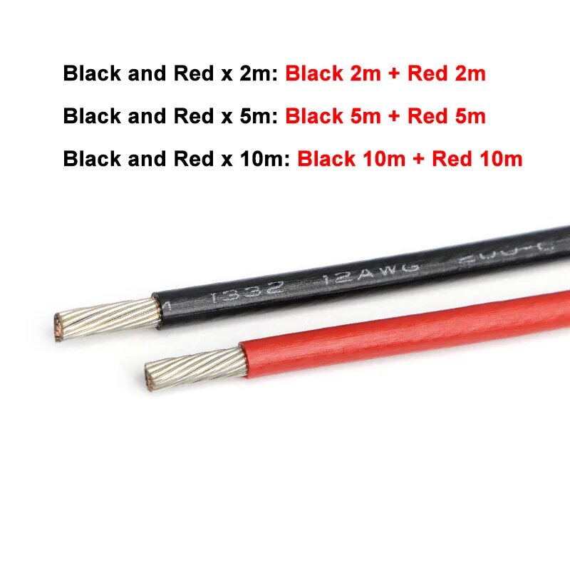 Провод высокотемпературный FEP 28AWG, Красный, Black and Red, 2 Meters