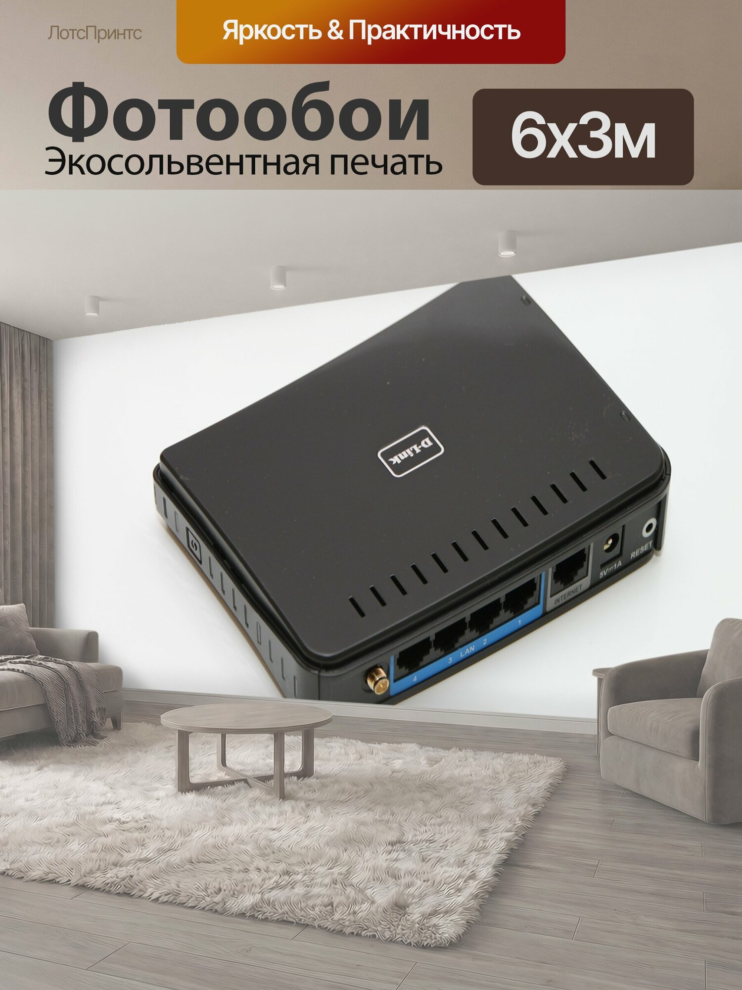 Фотообои "D link, реж 600, брандмауэр" 600x300 см. экосольвентная печать