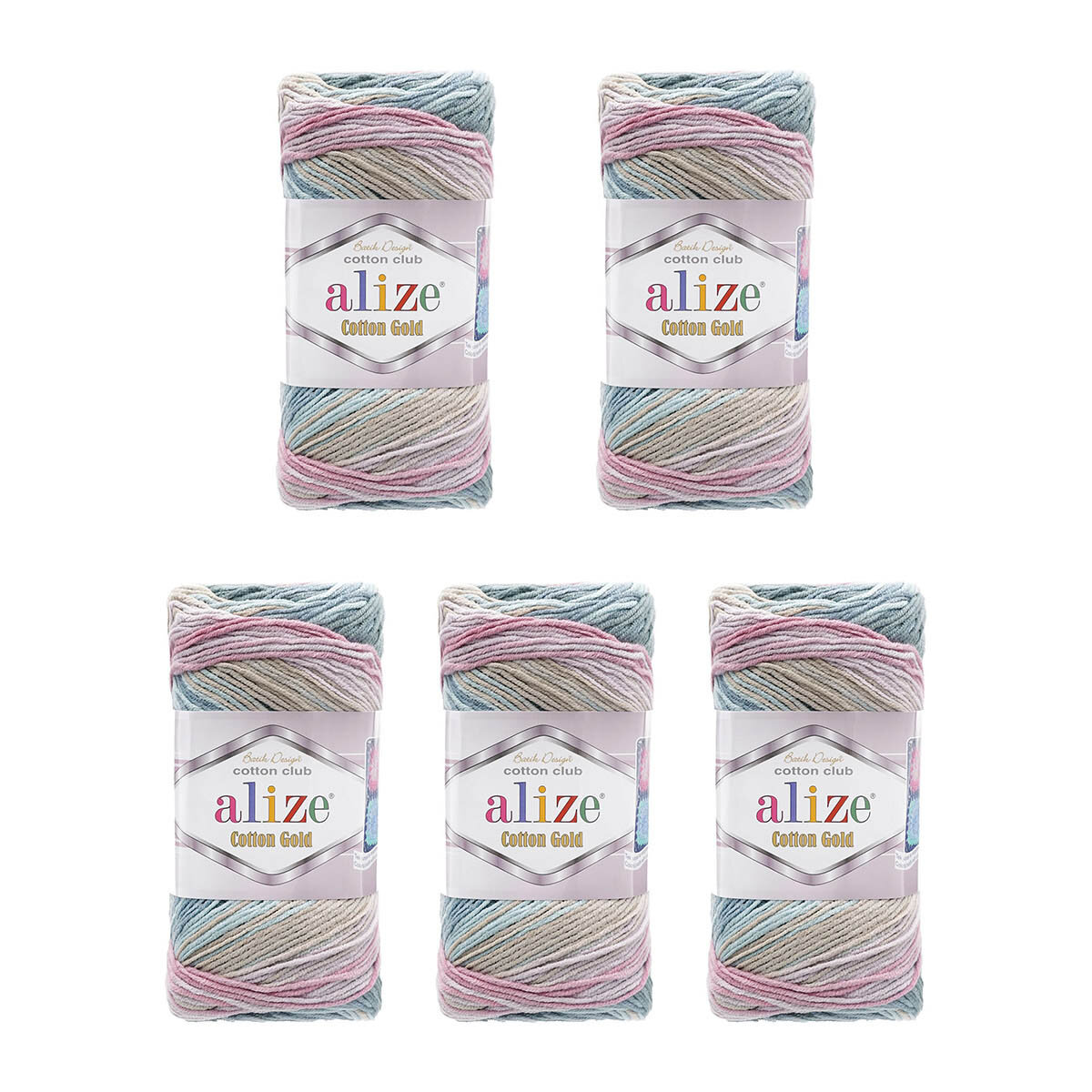 Пряжа для вязания ALIZE 'COTTON GOLD BATIK ' 100гр. 330м (55% хлопок, 45% акрил) (2970 секционный), 5 мотков