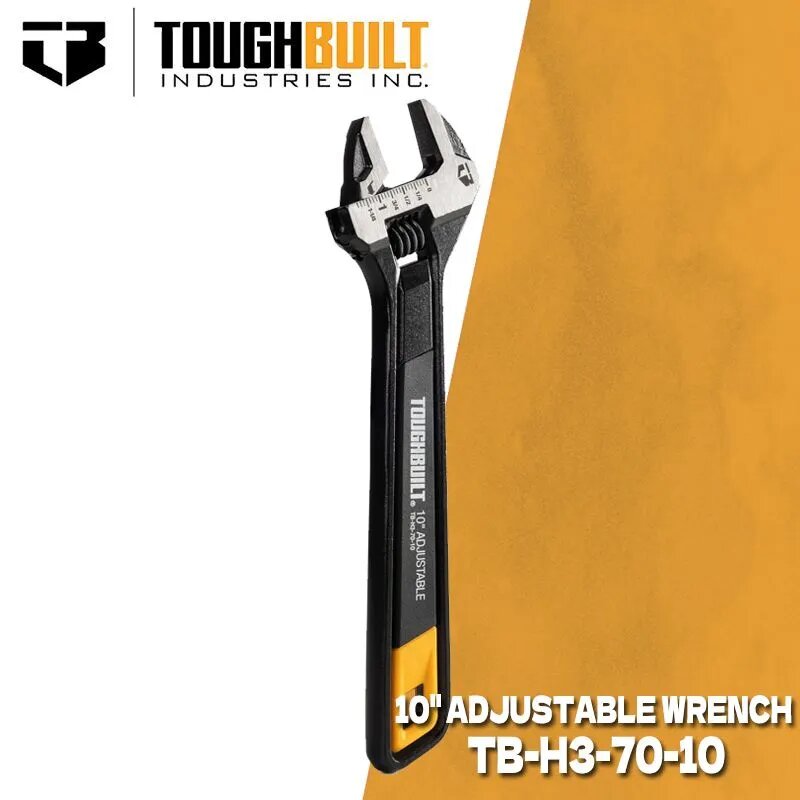 Разводной ключ 10 дюймов TOUGHBUILT TB-H3-70-10, регулируемый захват, усиленная конструкция для ремонтных работ