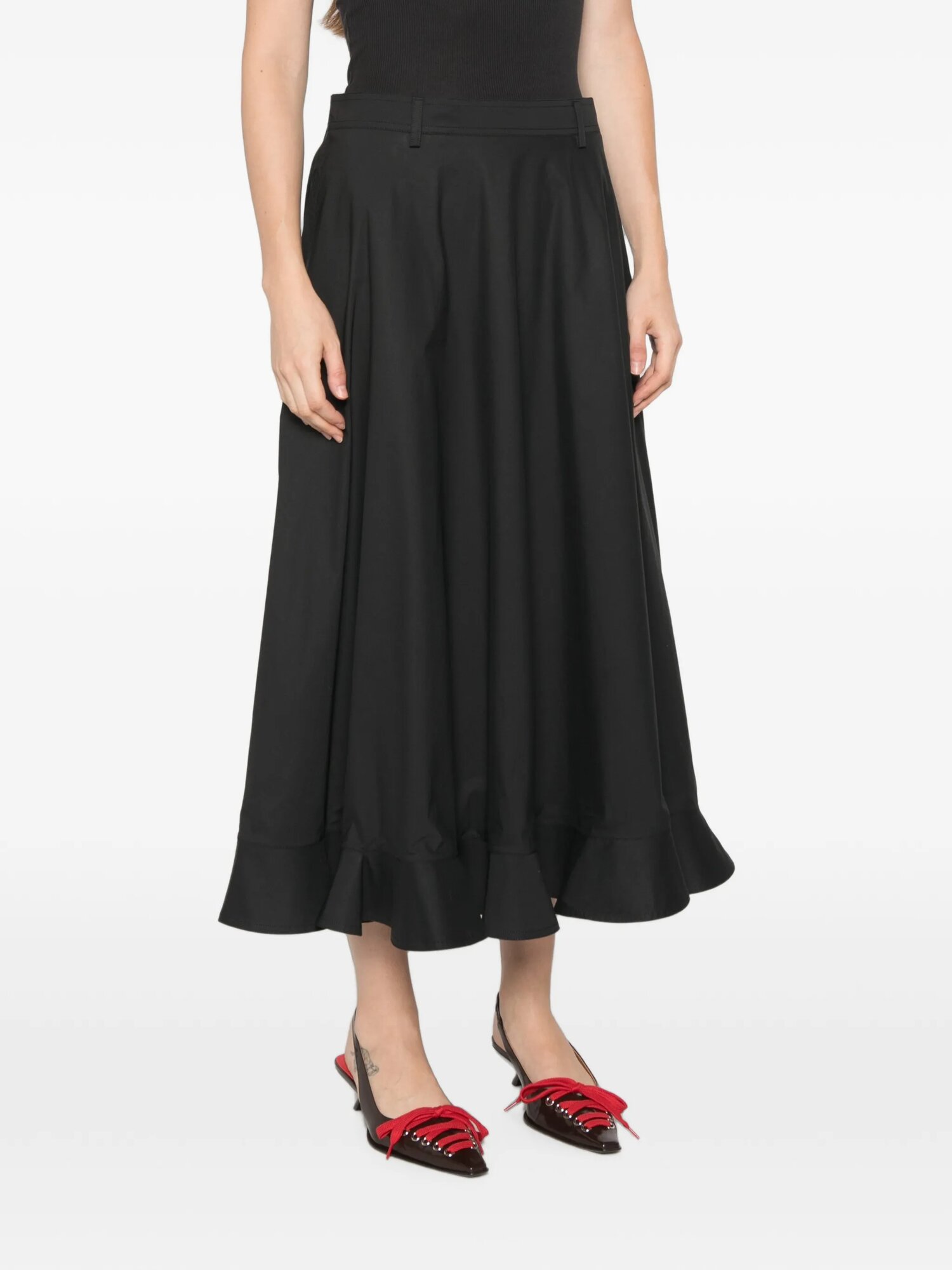 Юбка MOSCHINO Ruffled-hem midi full skirt, размер 48 — фото 1