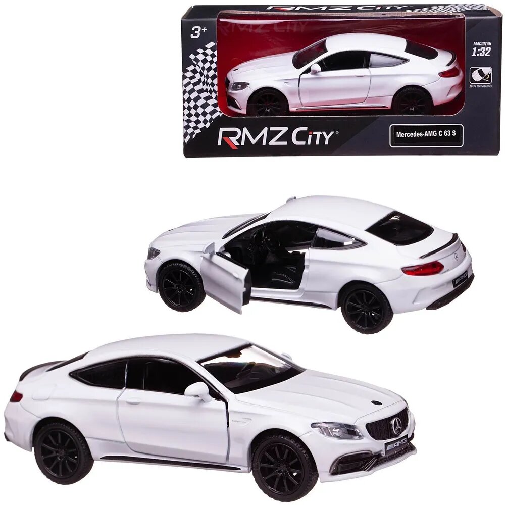 Машинка металлическая Uni-Fortune RMZ City 1:32 Mercedes-Benz C63 S AMG Coupe 2019 (цвет белый)