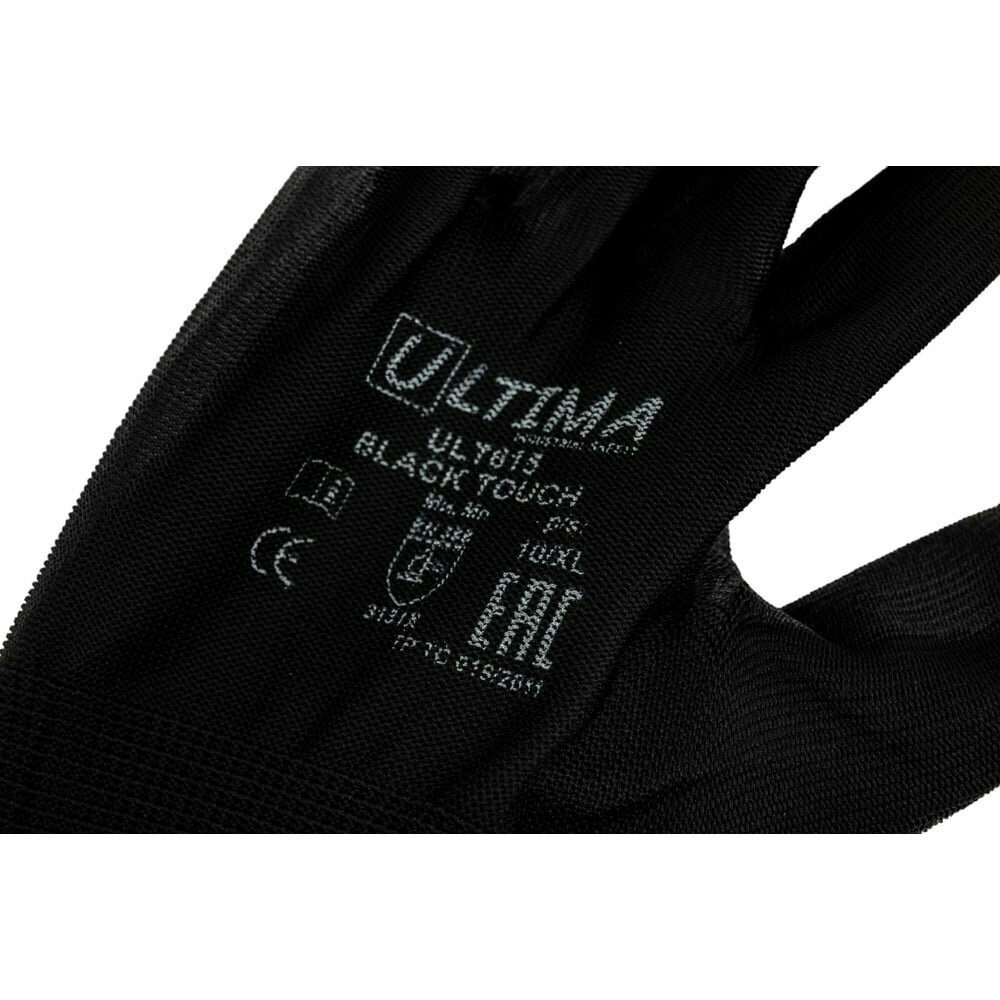 Нейлоновые перчатки с полиуретановым покрытием ULTIMA BLACK TOUCH черные ULT615/XL — фото 1