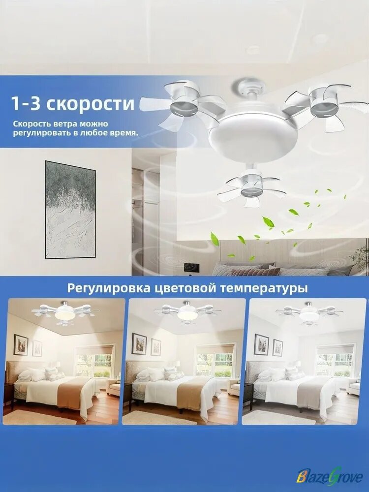 Вентилятор с подсветкой для дрона, 50-60 Вт, Белый, E27 — фото 1
