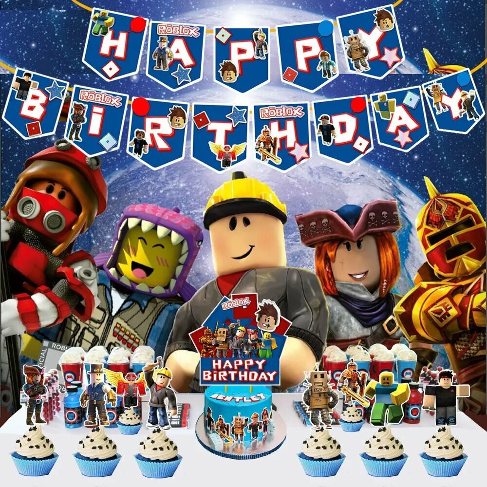 Набор шаров и флагов Roblox для вечеринки
