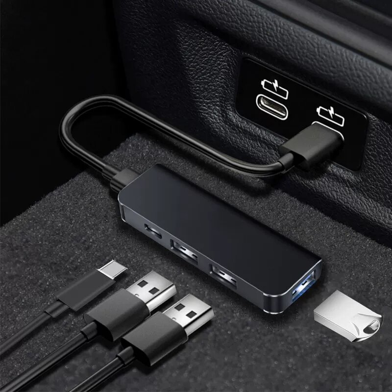 Универсальное автозарядное устройство с разъемом USB, черный цвет, подходит для нескольких моделей автомобилей,