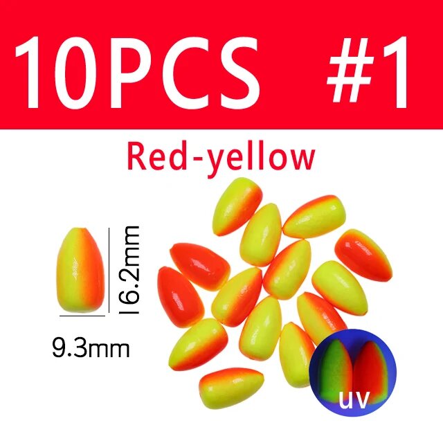 Wifreo поплавки для рыбалки 10 шт, красный, желтый Красный, 10PCS RY Size 1