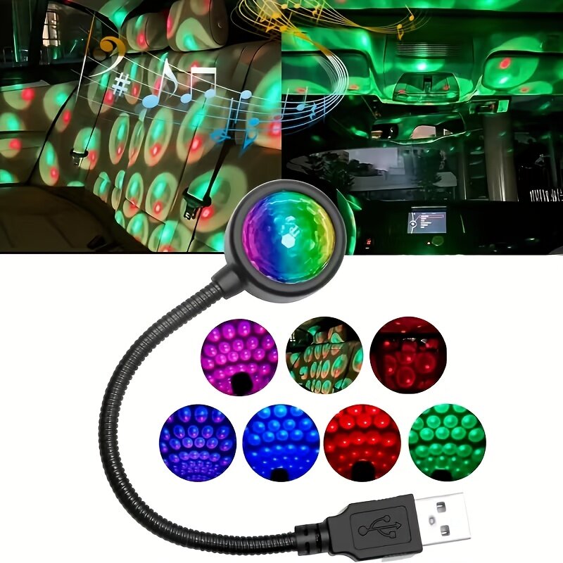 Светодиодные проекционные лампы с синхронизацией музыки, USB питание, гибкие гирлянды для автомобиля, дома и вечеринок, подсветка для фото