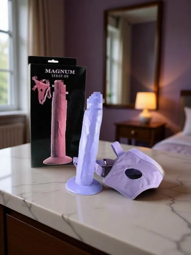 Фаллоимитатор Seven Creations Magnum Strap-On, поясной, фиолетовый, для двоих