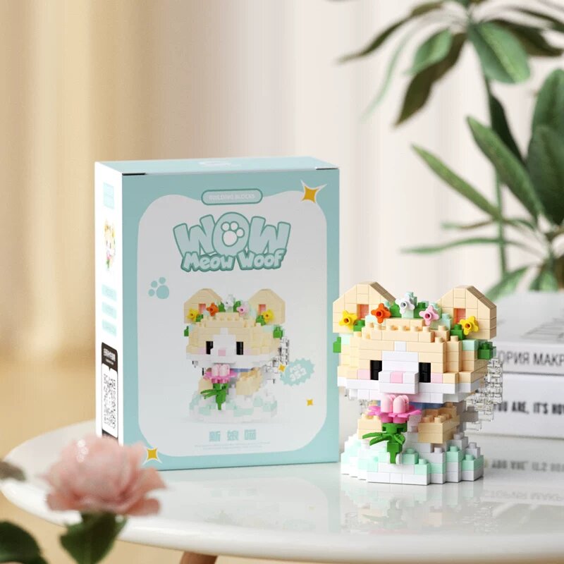 Серия Мяо Ван Счастливая Свадебная Кошка Плюшевая Игрушка с Красивым Коробом, Образовательная Сборная Игрушка для Детей