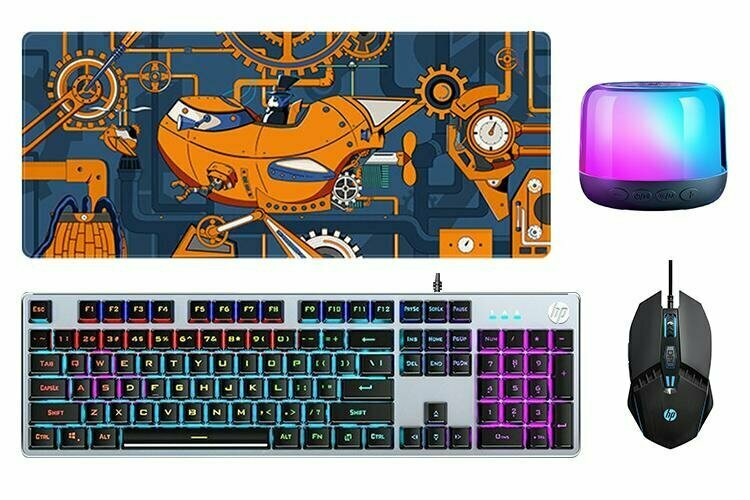 Игровой комплект унисекс HP HUIPU K500F, [Stunning Four-Piece Set]Black Keyboard+Mouse+Wireless Stunning Soundbar+Extra Large Gaming Mouse Pad