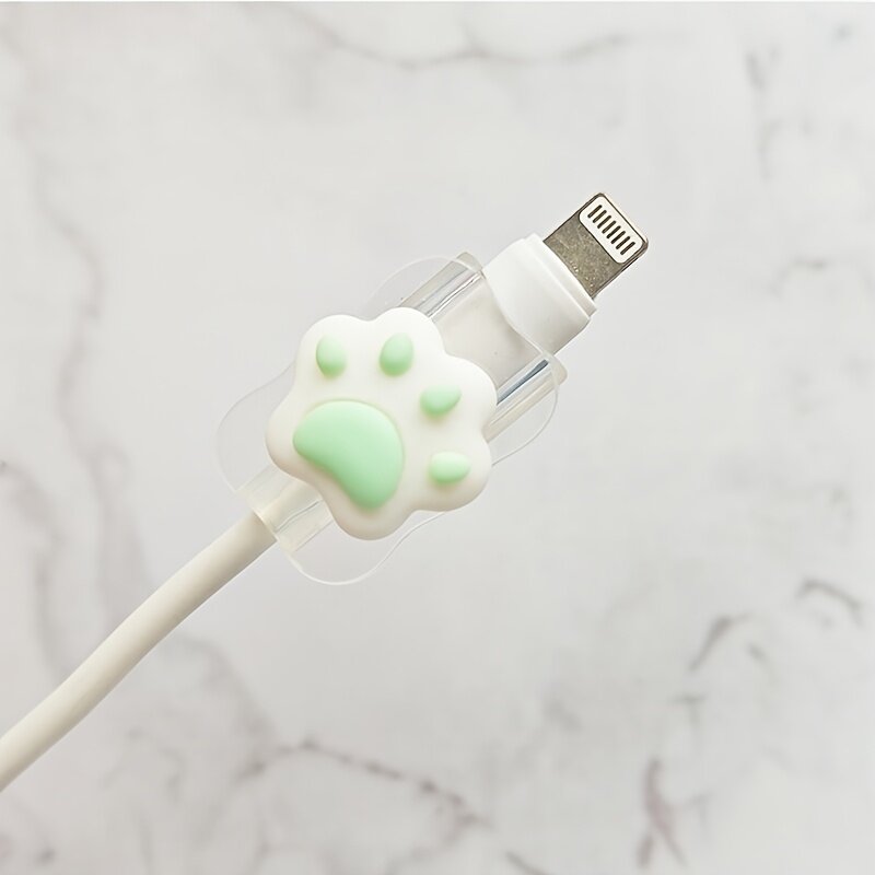 Мягкие защитные накладки для USB-кабеля в виде медвежьей лапки, 1 комплект, зеленый