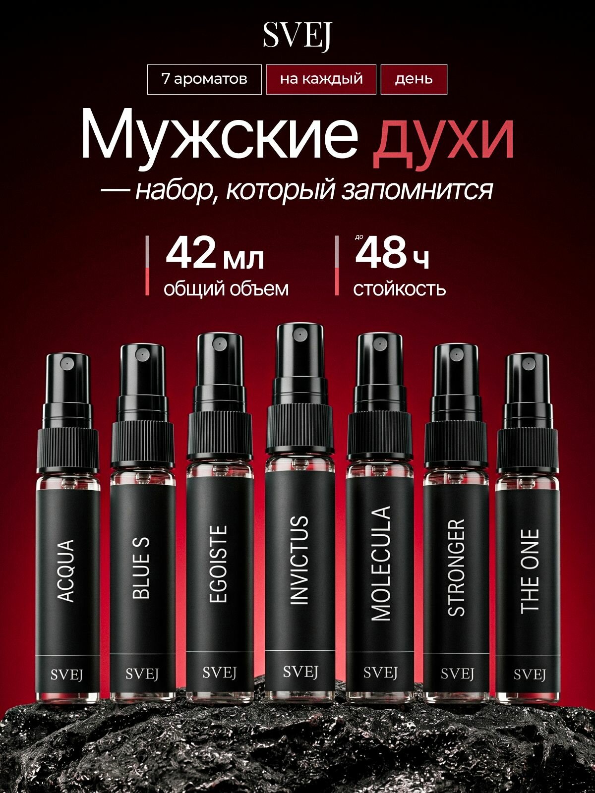 Духи мужские стойкие, набор пробников SVEJ парфюмерия мужская тестеры пробы
