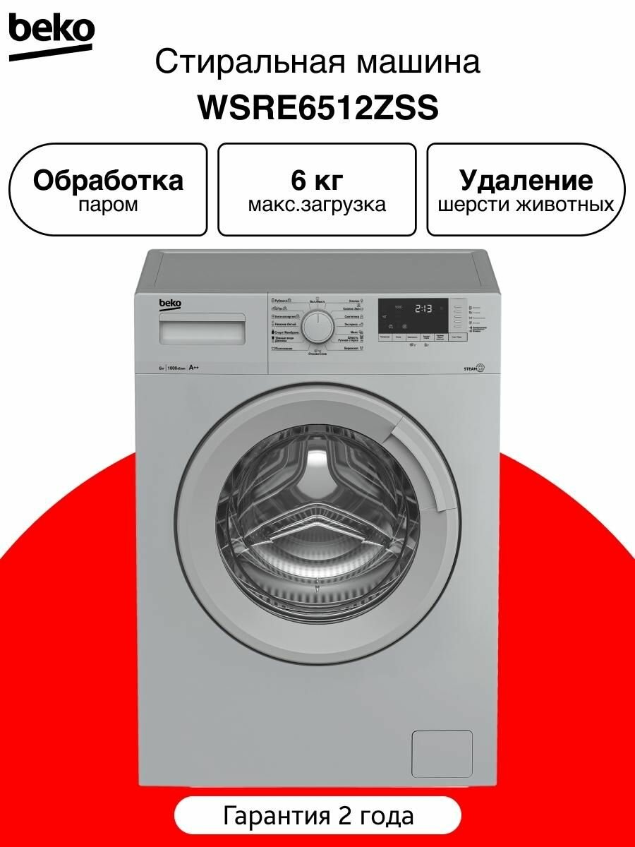 Стиральная машина Beko WSRE6512ZSS