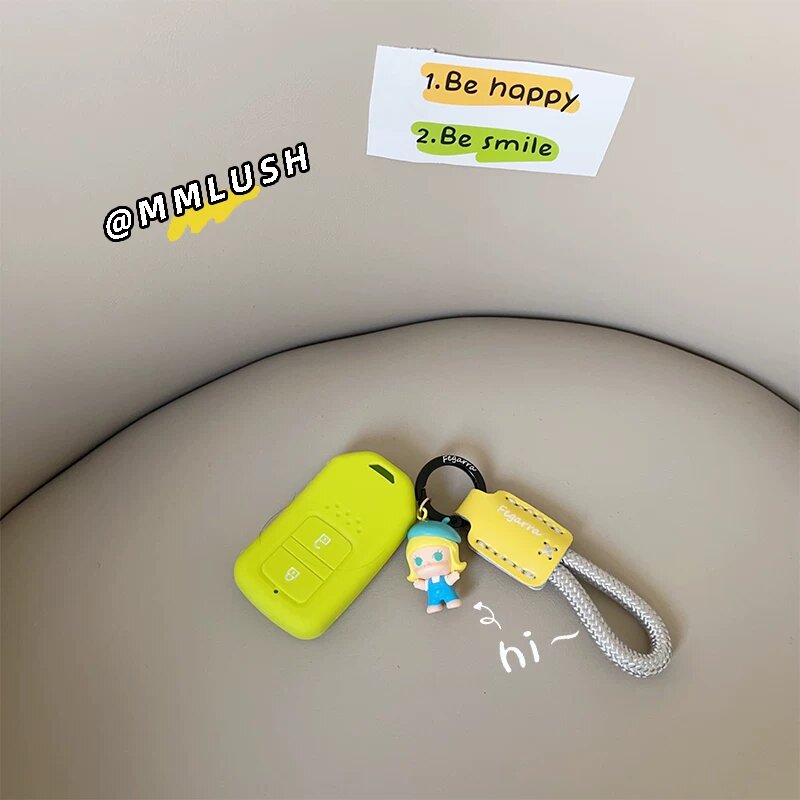 Модель C ярко-зеленый мягкий резиновый чехол для ключа с игрушкой Molly для Honda Civic CR-V
