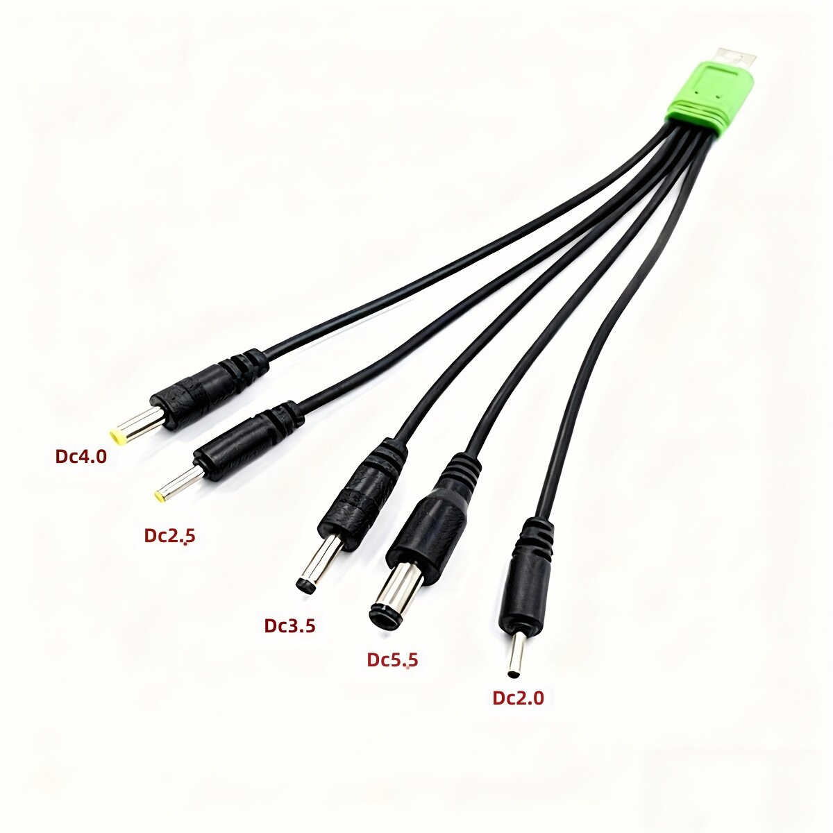 Кабель зарядный 5-в-1 с круглым разъемом USB to DC, универсальный адаптер для устройств DC 2.0/2.5/3.5/4.0/5.5