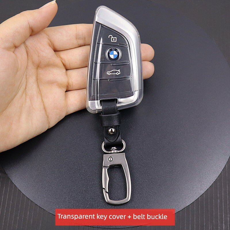 Чехол для ключей BMW X1 2016-2022 - Прозрачный с ремешковым креплением, полная защита, тонкий чехол