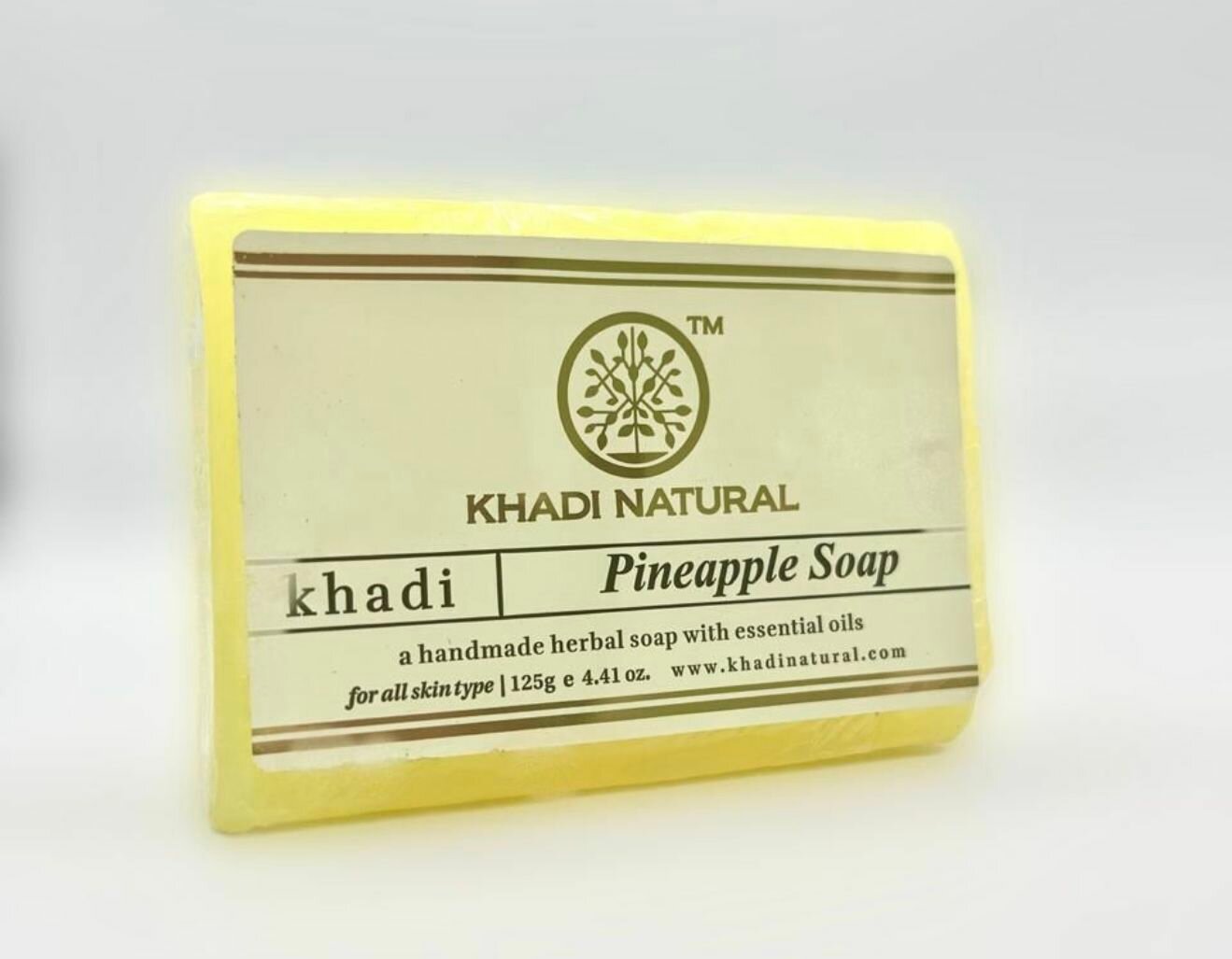 Натуральное мыло ручной работы с Ананасом (125 г), Pineapple Soap Handmade, Khadi Natural (Oxan)