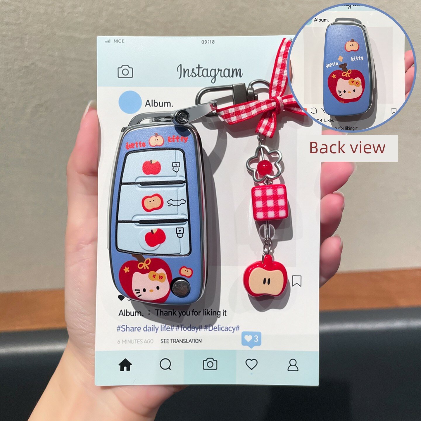Держатель для ключа Audi с дизайном Apple KT Cat и аксессуарами в виде бабочки и маленького яблока