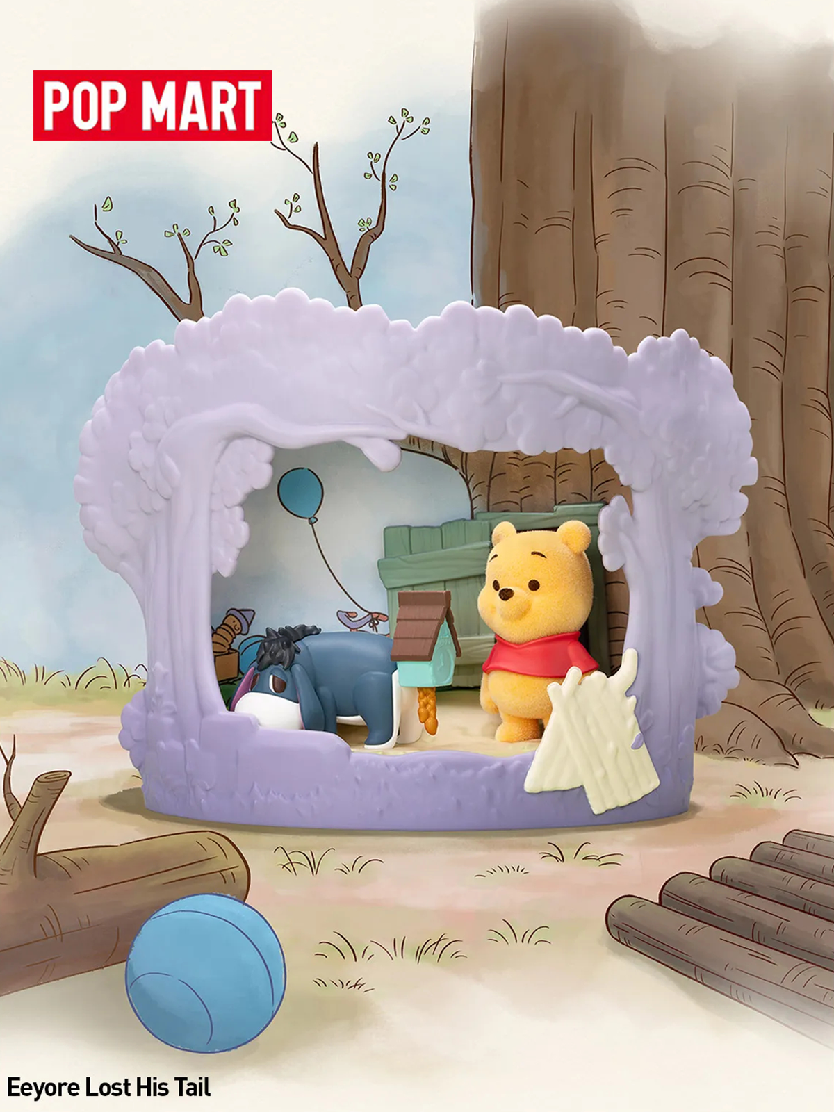 Коллекционная фигурка POP MART Winnie the Pooh Treehouse Theatre Series Figures-Eeyore Lost His Tail