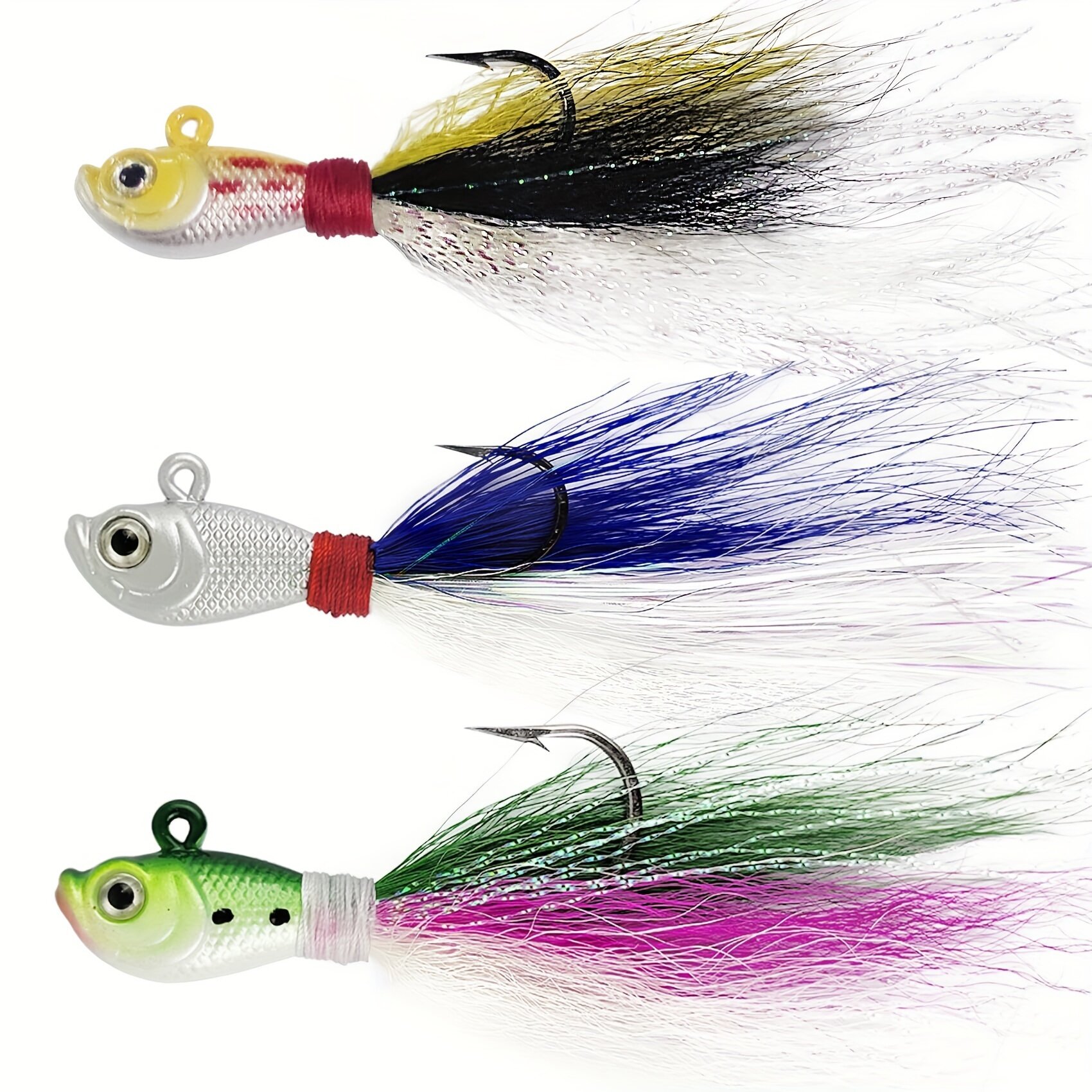 Джиг-головки Bucktail с козьей бородкой, смешанные цвета, 1 унция (28 г), для ловли окуня, луфаря, судака и снука в пресной и морской воде