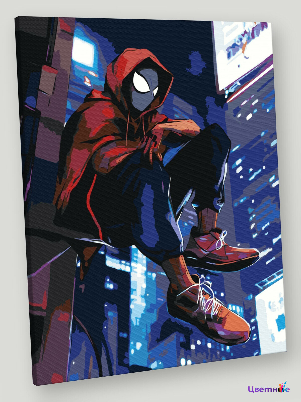 Картина по номерам на холсте с подрамником "Человек паук Spiderman: Майлз Моралес" Раскраска 40x50 см, Супергерои Кино