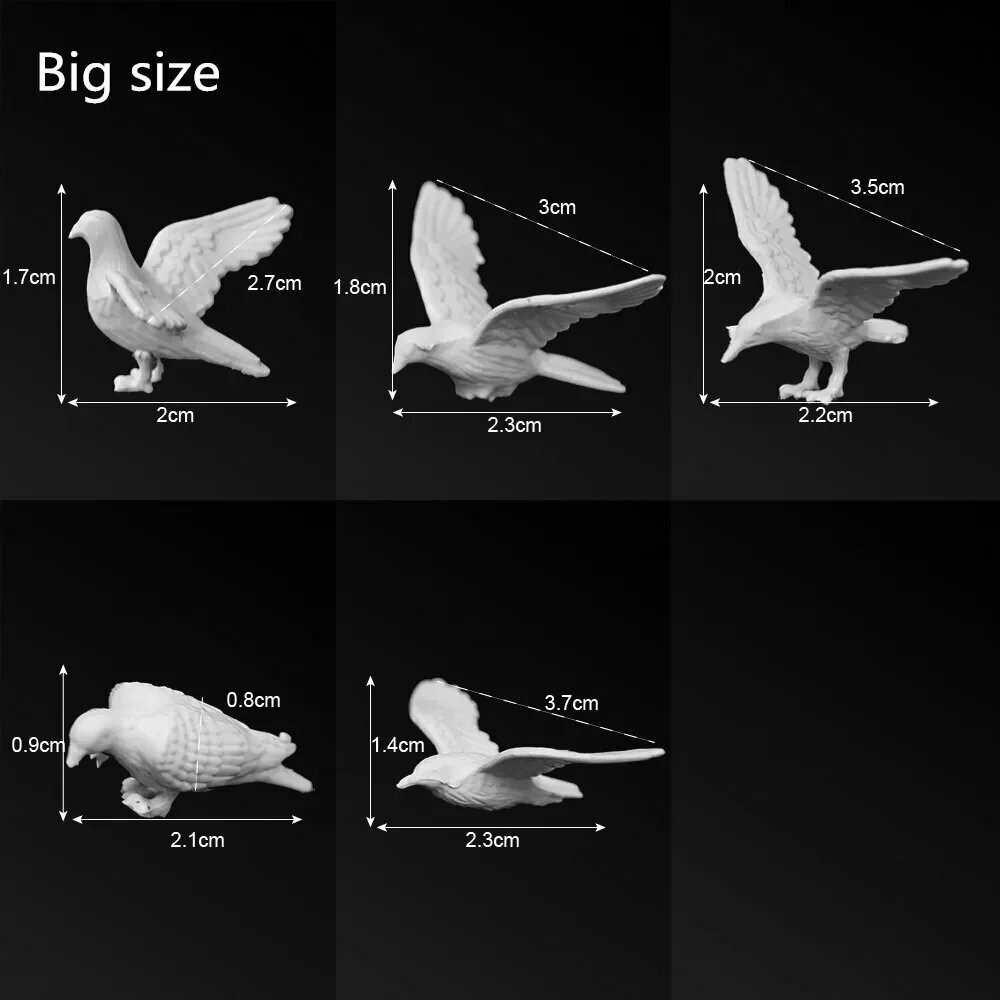 Миниатюрные модели птиц из пластика, набор из 5 шт. Белый, random big pigeon
