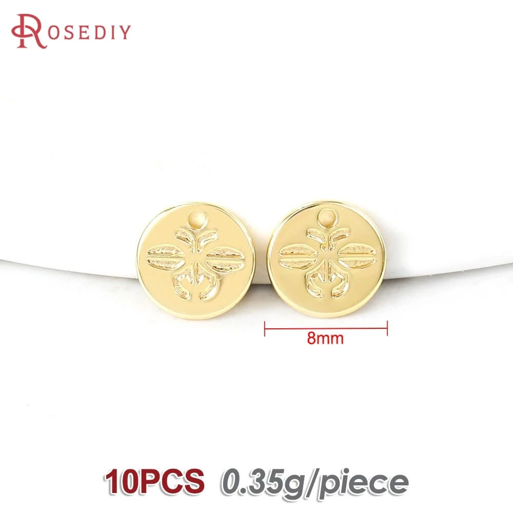 Подвески Rosediy латунь 18-каратное золото 18K Gold Color, 8x8MM 10PCS