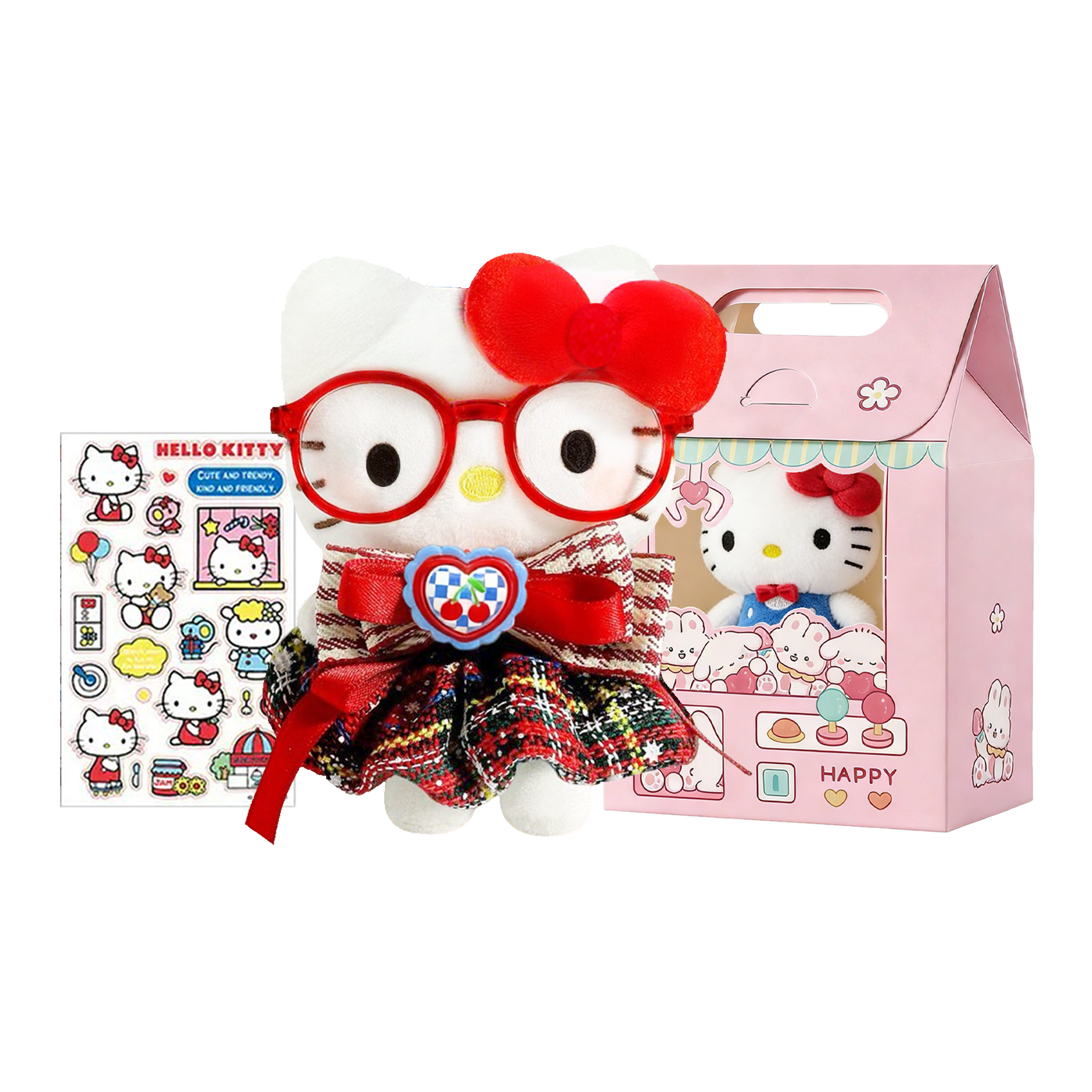 E-STRONG HELLO KITTY Куклы Sanrio Хелло Китти Мягкие куклы Милый романтический стиль Платье бэбидолл Уют и гармония Веселье Плюшевые брелки 13 см