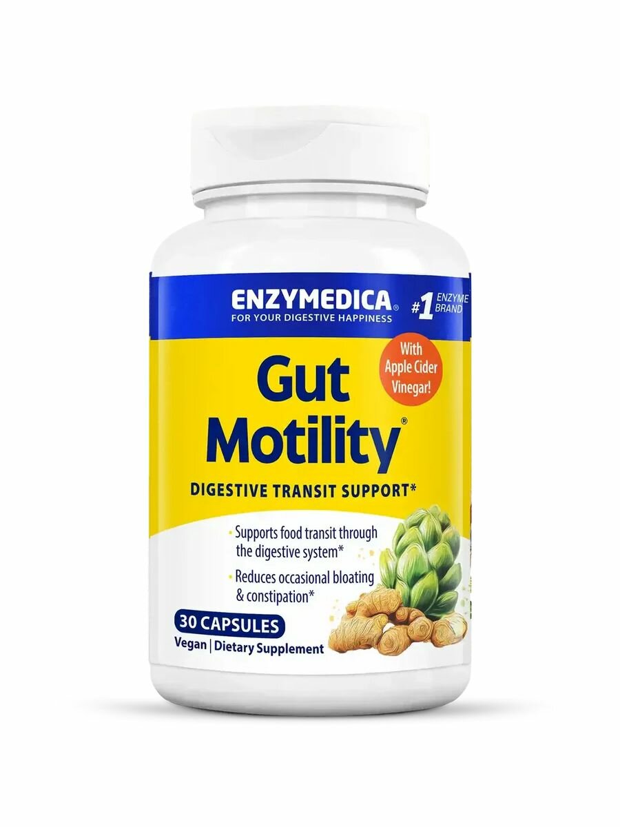 Enzymedica, Gut Motility, Ферменты для пищеварения комплекс, 30 капсул поддержка пищеварительной системы для кишечника и ЖКТ