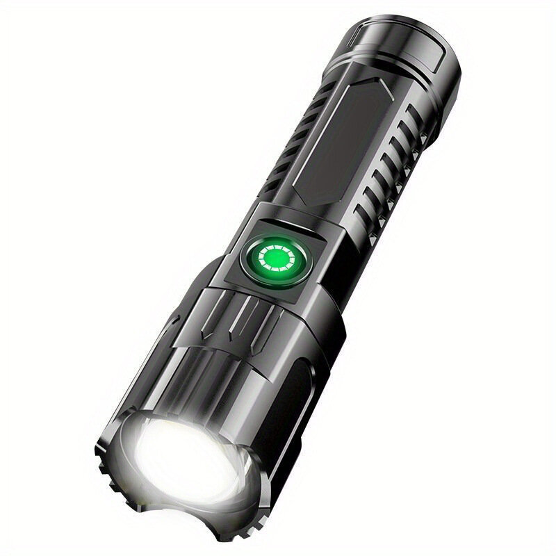Мощный фонарик с USB-зарядкой, телескопическим зумом, широким лучом, IP44, ручной, для аварийного освещения, походов, работы и быта