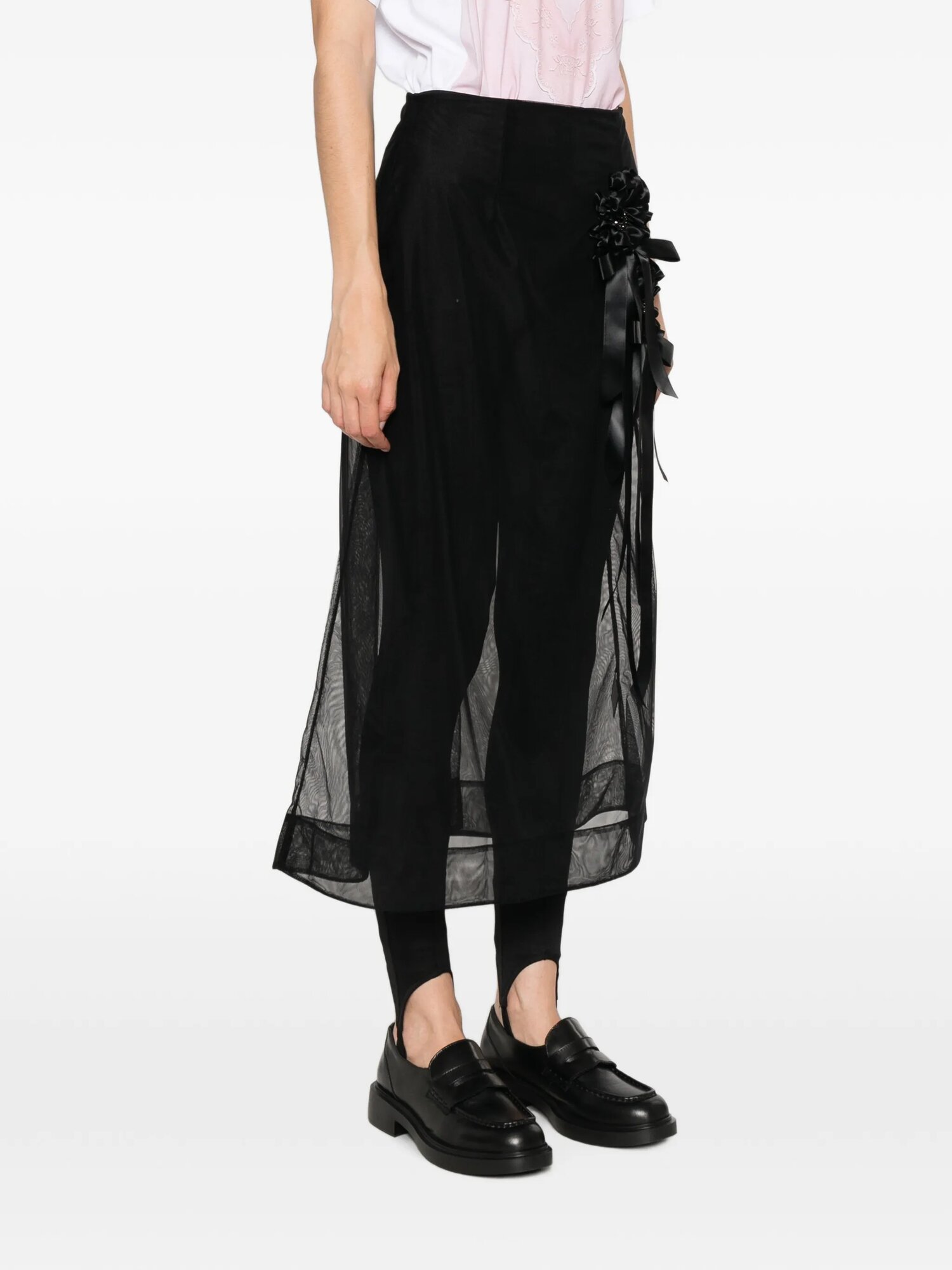 Юбка Simone Rocha Ribbon rosette ripple skirt, размер 8, черный — фото 1