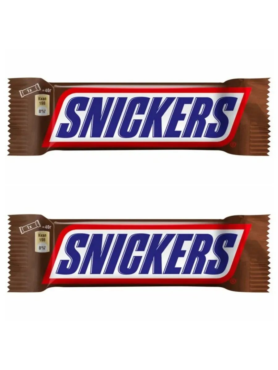 Сникерс Шоколадный батончик Snickers, 2 шт по 50.5 г